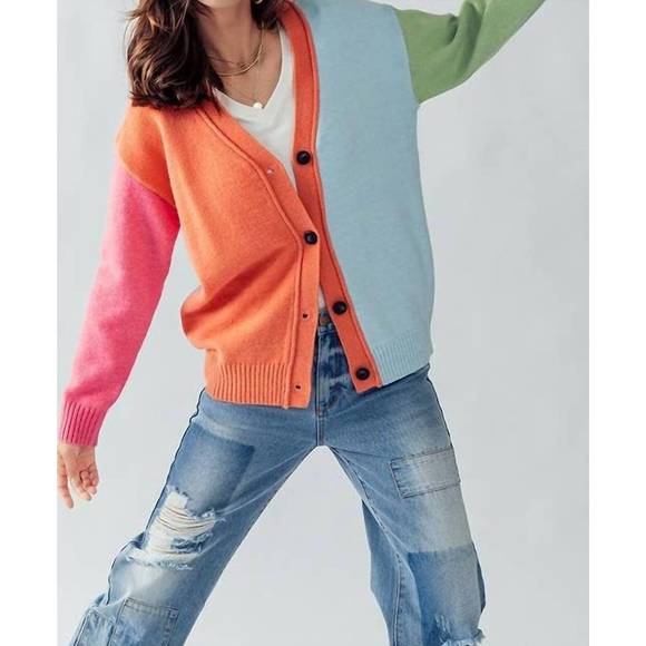 Urban Daizy | Sweaters | New Urban Daizy Color Block Vneck Cardigan In ...